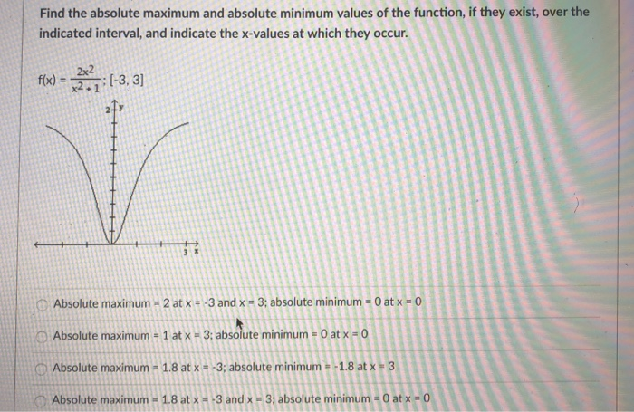 Solved Find the absolute maximum and absolute minimum values | Chegg.com