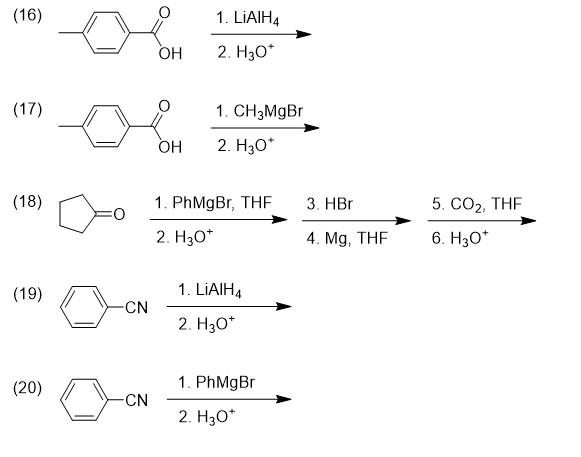 Solved (16) 1. LiAIH4 OH 2. H30* (17) 1. CH3MgBr 2. H30* OH | Chegg.com