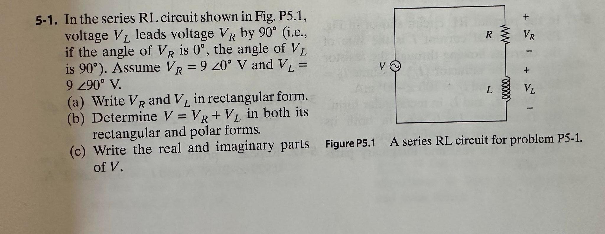 Solved 5-1. In the series RL circuit shown in Fig. P5.1, | Chegg.com