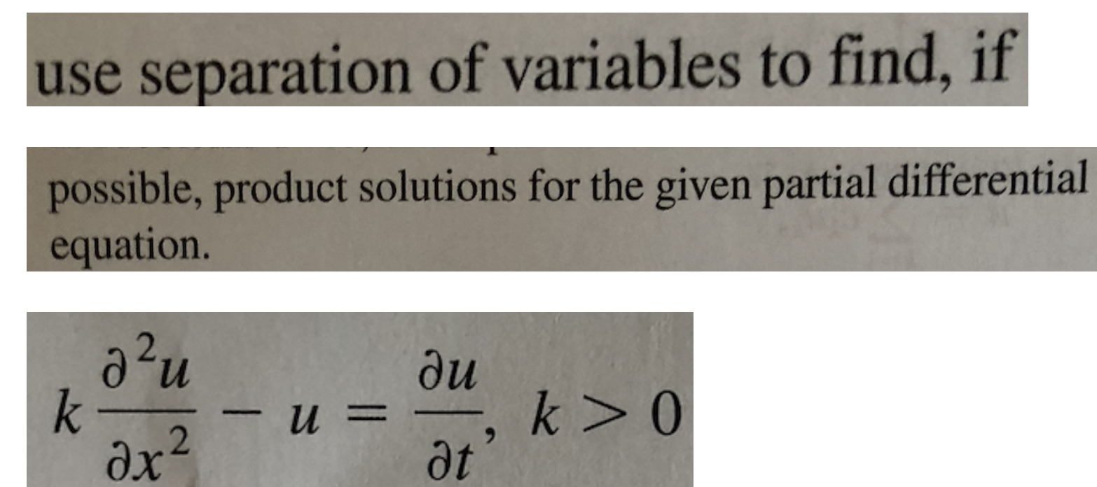 Solved use separation of variables to find, if possible, | Chegg.com