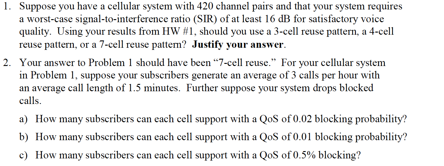 1. Suppose you have a cellular system with 420 | Chegg.com