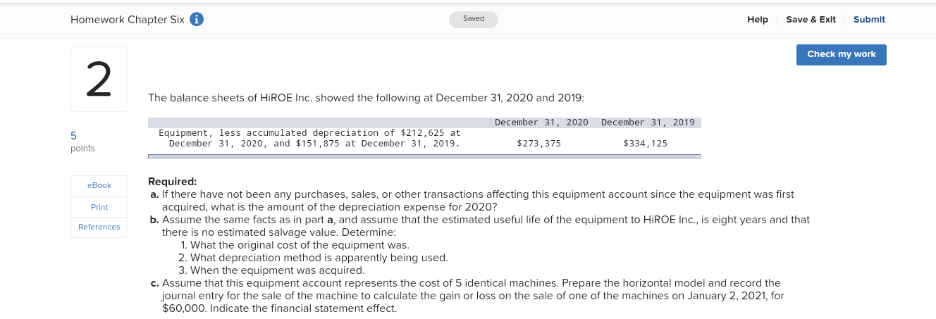 Solved Homework Chapter Six i Saved Help Save & Exit Submit | Chegg.com