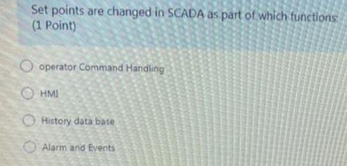 Solved Set points are changed in SCADA as part of which | Chegg.com