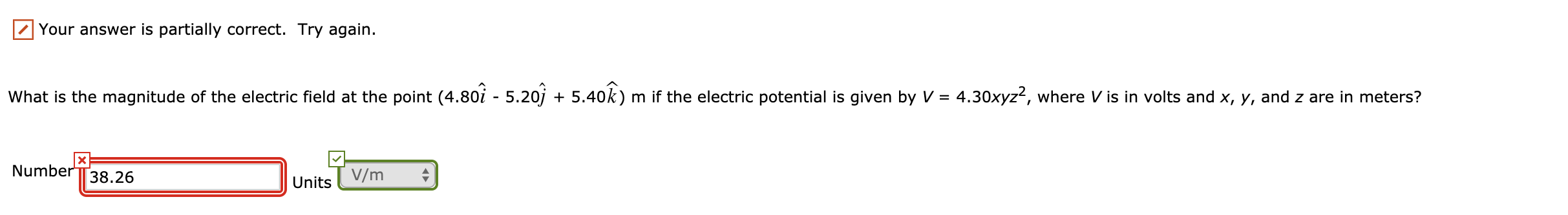 Solved Your answer is partially correct. Try again. What is | Chegg.com