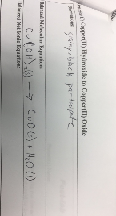 Solved Copper(II) Hydroxide to Copper(II) Oxide | Chegg.com