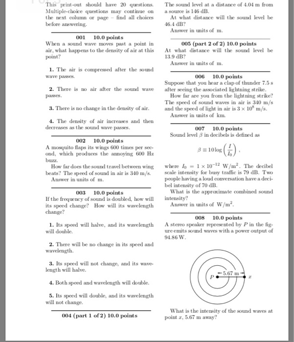 Solved This print-out should have 20 questions. The sound | Chegg.com