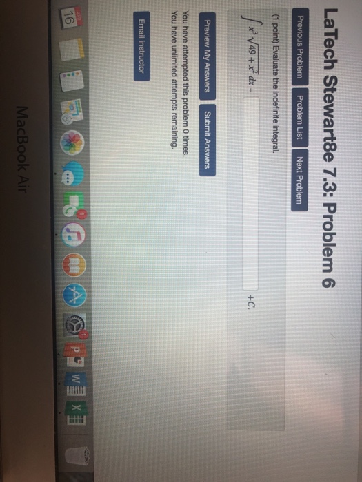 Solved LaTech Stewart8e 7.3: Problem 6 Previous Probien | Chegg.com