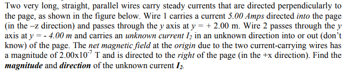 Solved Two very long, straight, parallel wires carry steady | Chegg.com