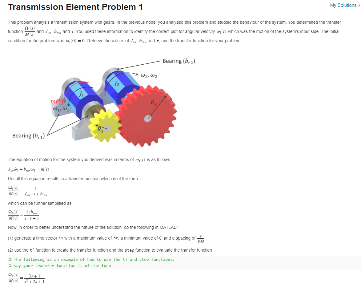 Solved Transmission Element Problem 1 My Solutions This | Chegg.com