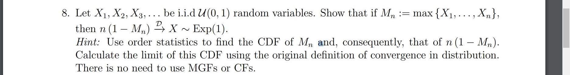 Solved Let X1,X2,X3,… be i.i.d U(0,1) random variables. Show | Chegg.com
