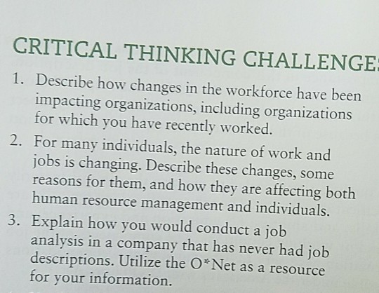 Solved CRITICAL THINKING CHALLENGE: 1. Describe how changes | Chegg.com