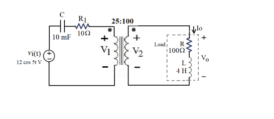 Solved Given the circuit with the ideal transformer, use the | Chegg.com