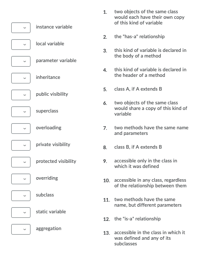 Solved 1. two objects of the same class would each have | Chegg.com
