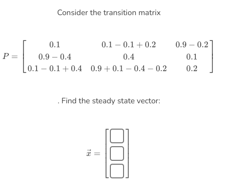 Solved Consider the transition matrix | Chegg.com
