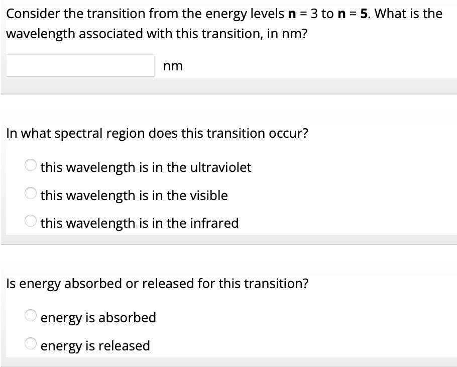 Solved In what spectral region does this transition | Chegg.com