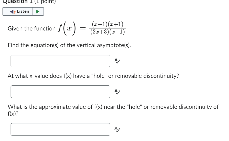 Solved Given the function f(x)=(2x+3)(x−1)(x−1)(x+1) Find | Chegg.com