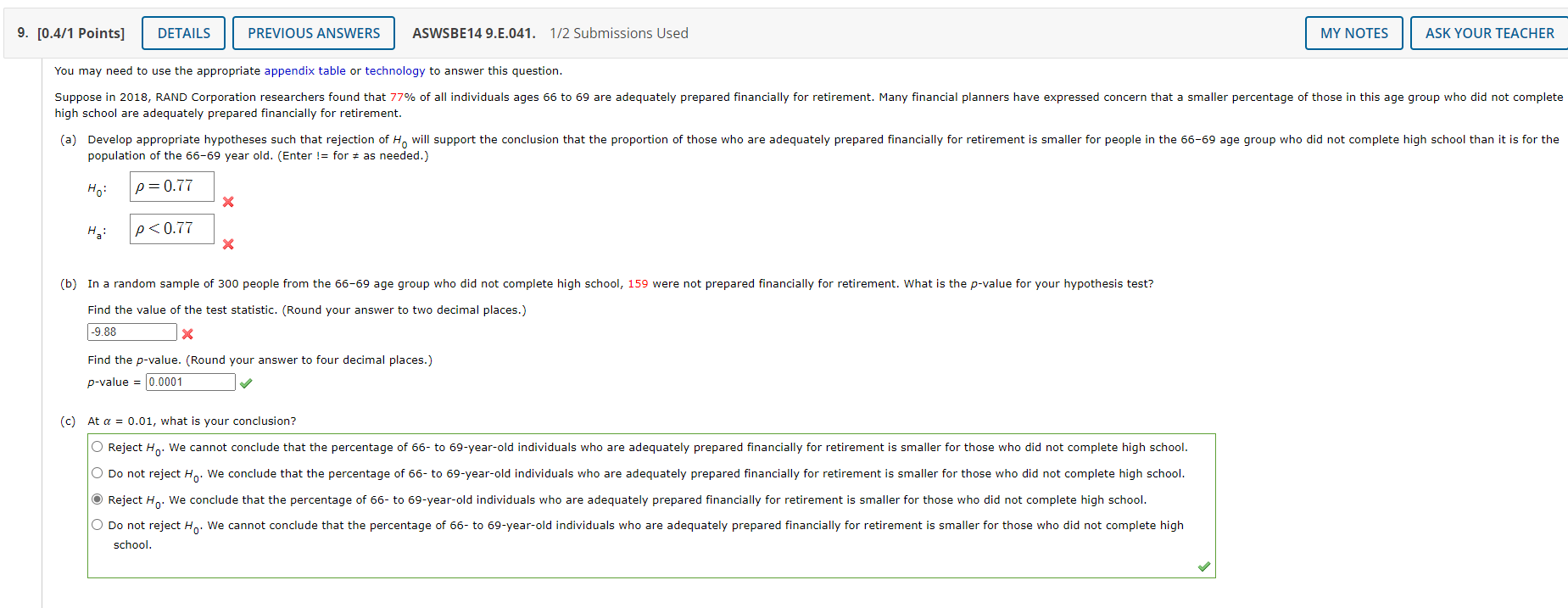 Solved 9. [0.4/1 Points] DETAILS PREVIOUS ANSWERS ASWSBE14 | Chegg.com