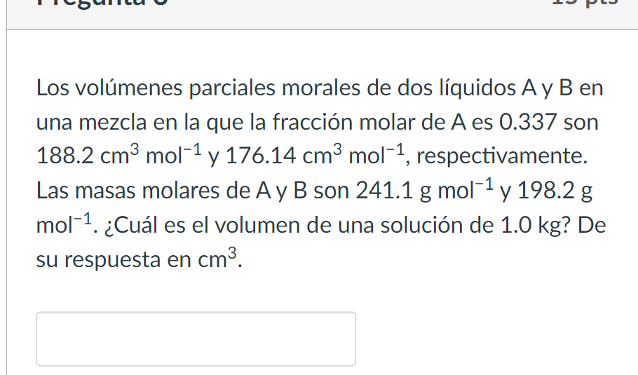 Solved Exercise: The partial moral volumes of two liquids | Chegg.com