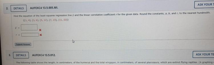 Solved ASK YOUR 2 DETAILS AUFEXC4 13.5.005.MI. Find the | Chegg.com