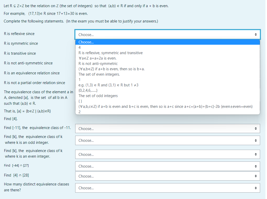 Solved Let R≤ ZxZ be the relation on Z (the set of integers) | Chegg.com
