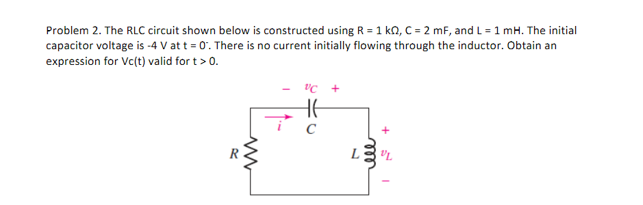 Solved Problem 2. The RLC circuit shown below is constructed | Chegg.com