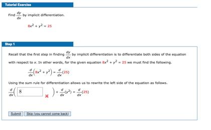 Solved Tutorial Exercise Find by implicit differentiation dx | Chegg.com