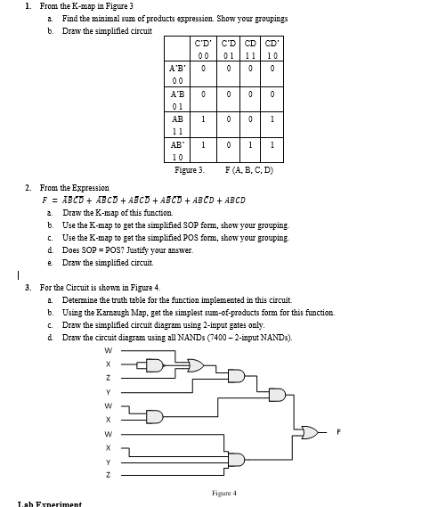 Solved 1. From the K-map in Figure 3 a. Find the minimal sum | Chegg.com