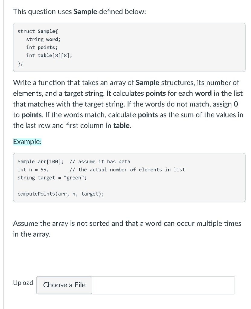 Solved This question uses Sample defined below: struct | Chegg.com