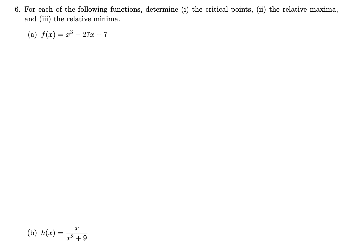Solved 6. For each of the following functions, determine (i) | Chegg.com