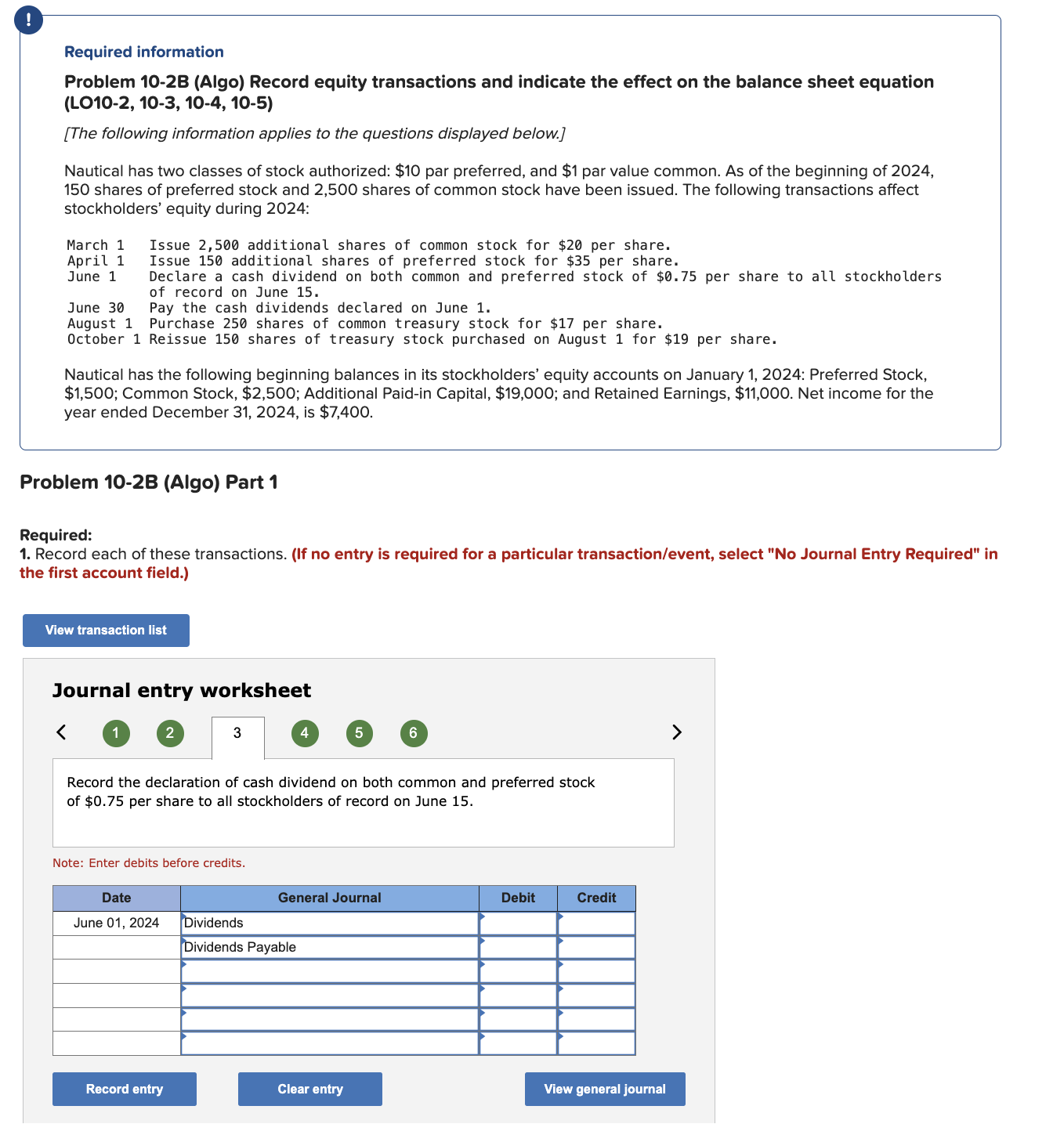 Solved Required information Problem 10-2B (Algo) Record | Chegg.com