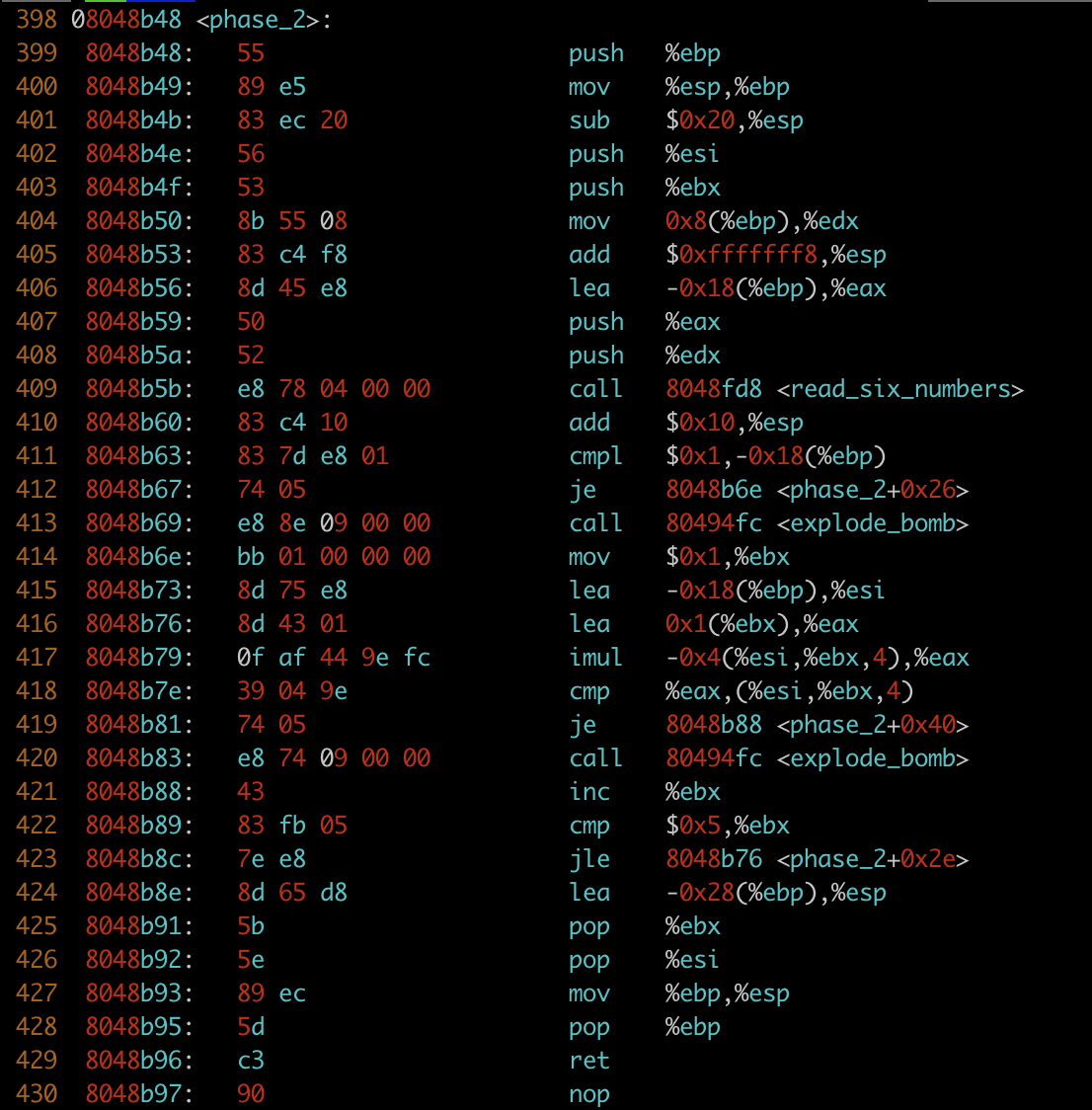 Solved explain what 6 numbers the following assembly code | Chegg.com