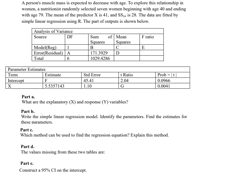 Solved A person's muscle mass is expected to decrease with | Chegg.com
