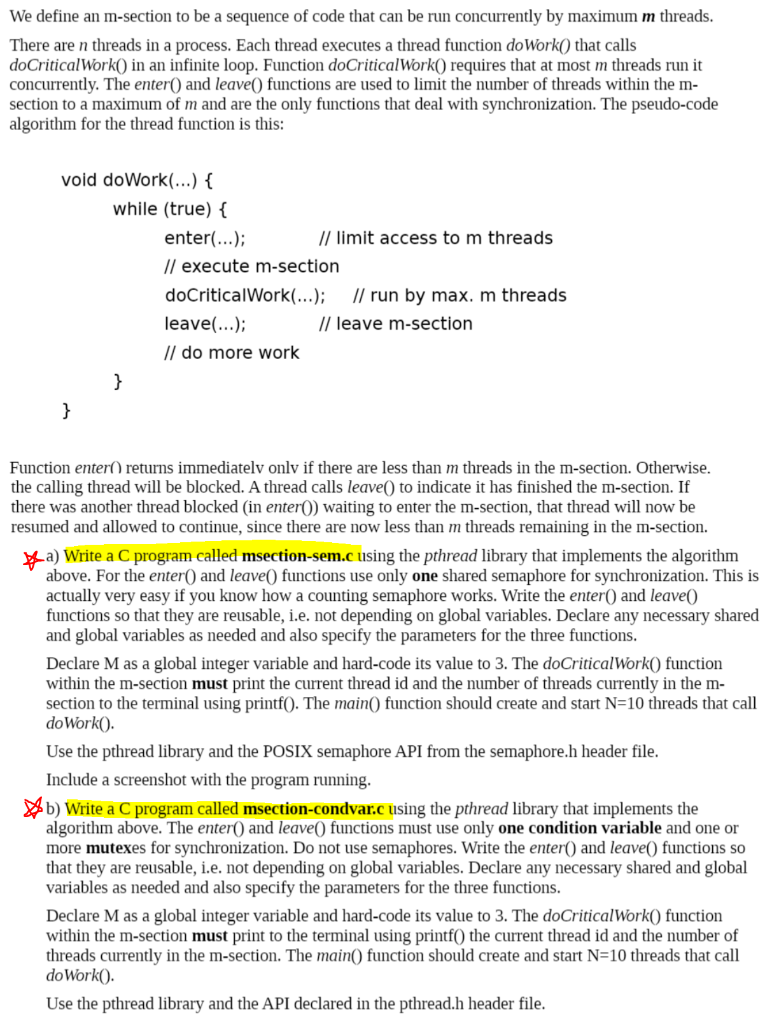 Solved We define an m-section to be a sequence of code that | Chegg.com