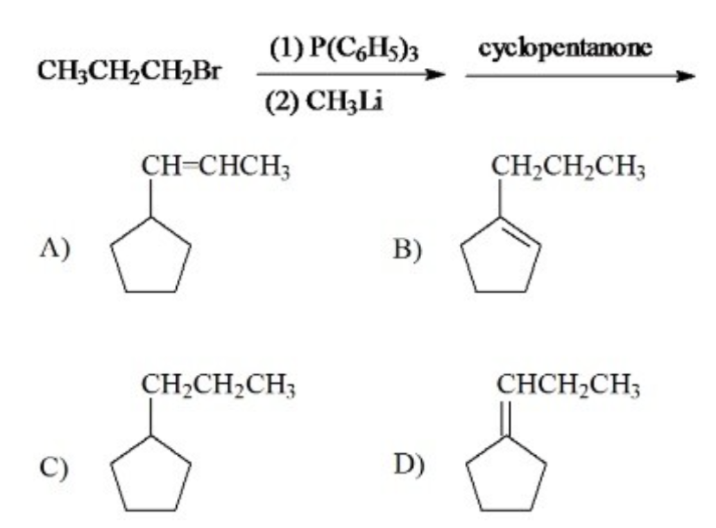 Solved (1) P(C6H5)3 cyclopentanone CH3CH2CH Br (2) CHội | Chegg.com