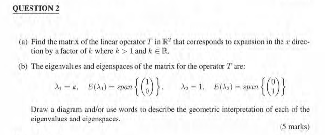 Solved QUESTION 2 (a) Find the matrix of the linear operator | Chegg.com
