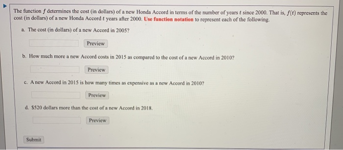 Solved The function f determines the cost (in dollars) of a | Chegg.com