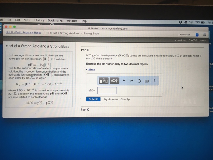 Solved pH is a logarithmic scale used to indicate the | Chegg.com