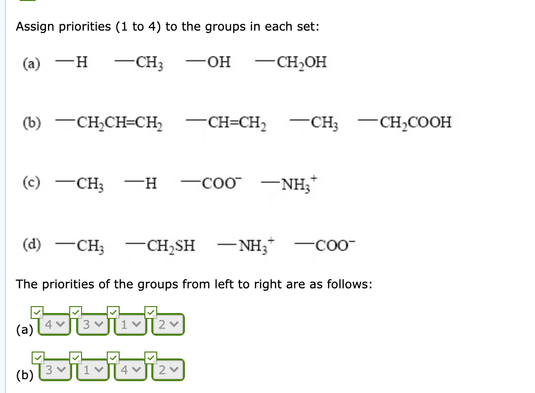 Solved Assign priorities (1 to 4) to the groups in each set: | Chegg.com