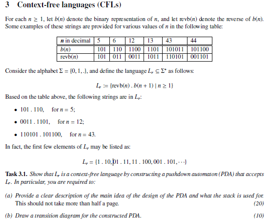 Solved 13 3 Context-free languages (CFLs) For each n > 1, | Chegg.com
