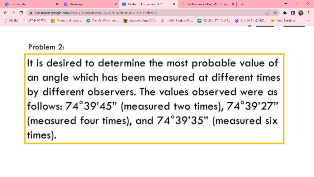 Solved It is desired to determine the most probable value of | Chegg.com
