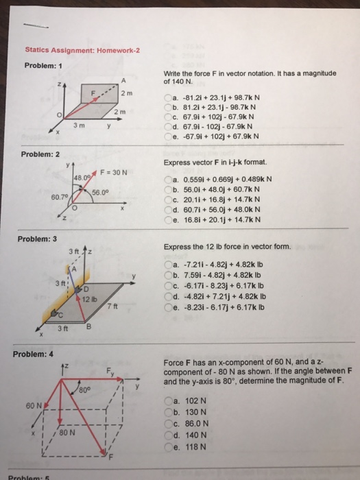 Solved Write the force F in vector notation. It has a | Chegg.com