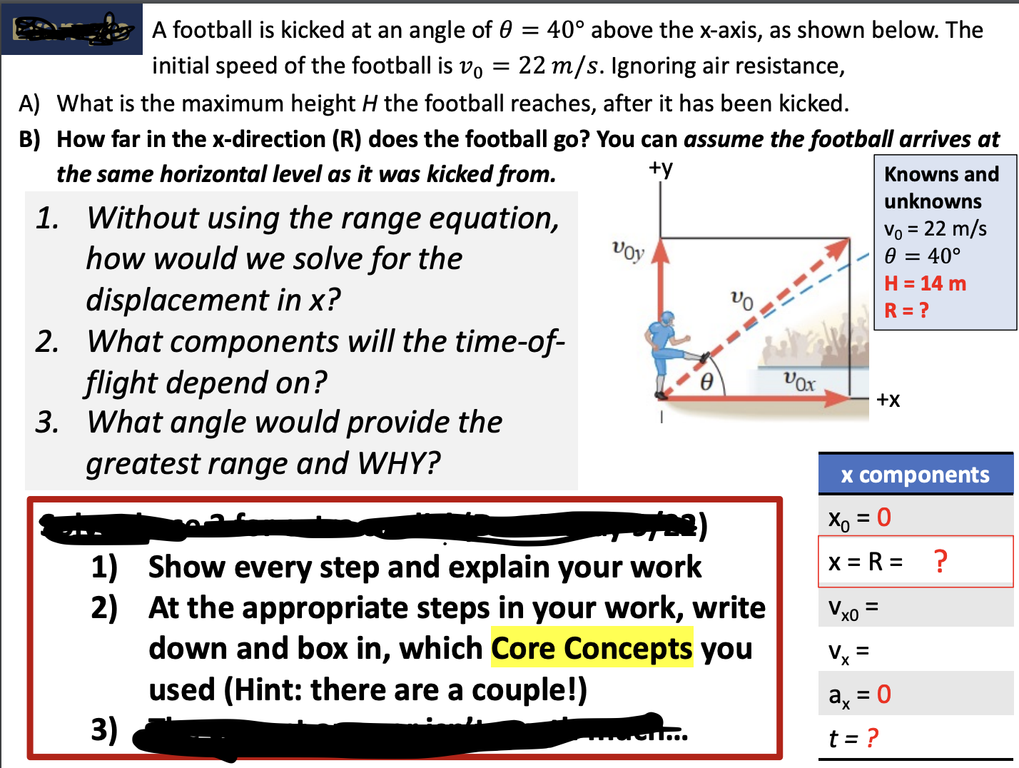 Solved A football is kicked at an angle of θ=40∘ above the | Chegg.com