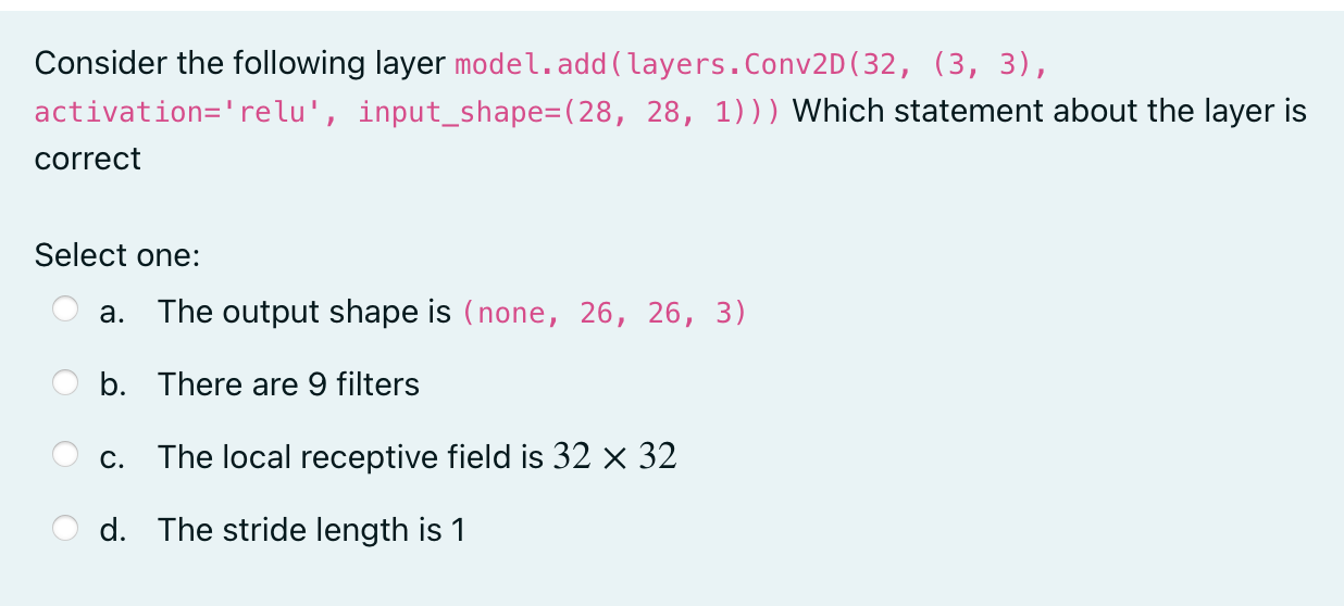 Solved Consider the following layer model. add ( layers. | Chegg.com