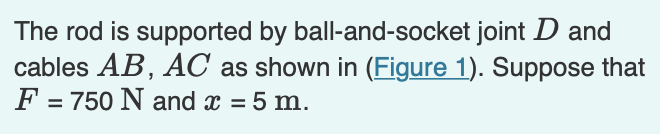 Solved The rod is supported by ball-and-socket joint D and | Chegg.com