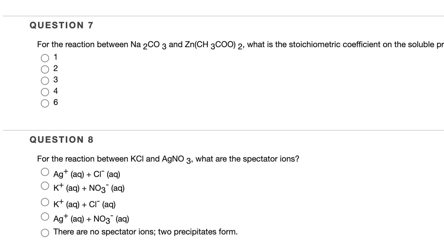 Solved QUESTION 7 For the reaction between Na 2CO 3 and | Chegg.com