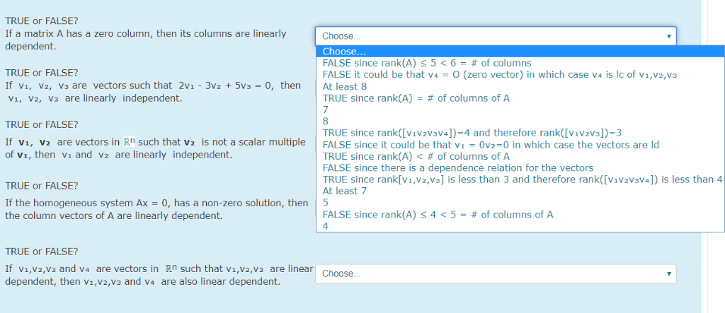 Solved TRUE or FALSE? If A is a 5x6 matrix, then its column | Chegg.com