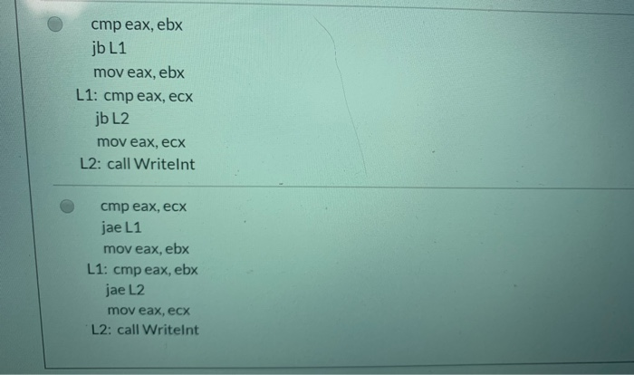 Solved Suppose EAX, EBX, and ECX contained three unsigned | Chegg.com