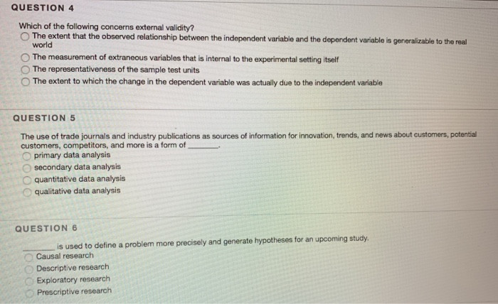 Solved QUESTION 4 Which of the following concerns external | Chegg.com