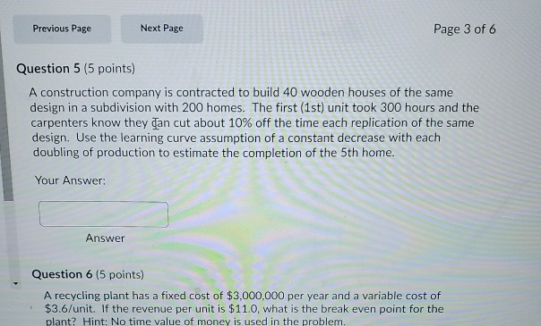 Solved Previous Page Next Page Page 3 of 6 Question 5 (5 | Chegg.com