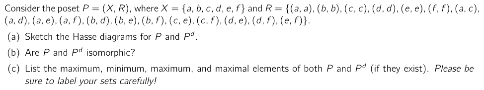 Solved Consider the poset P=(x,R), ﻿where x={a,b,c,d,e,f} | Chegg.com